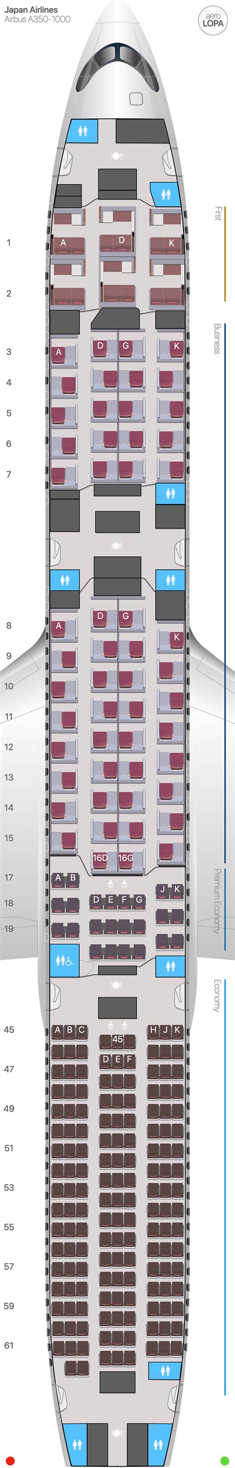 Jl Airbus A350 1000 Aerolopa Detailed Aircraft Seat Plans