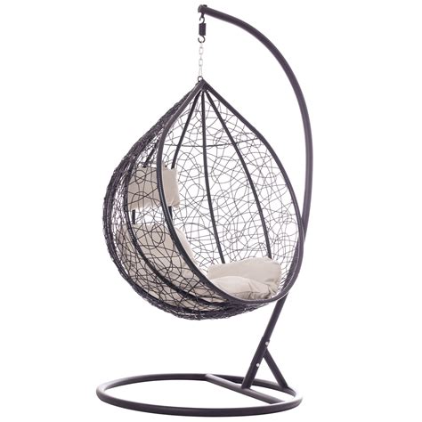 Balansoar Cuib Metal Si Ratan 105x113x72cm Marime L Culoare Negru