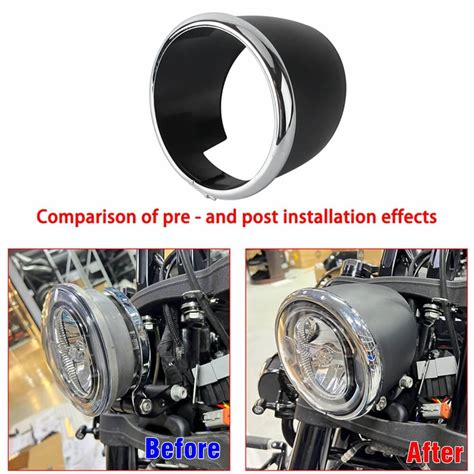 Fxlrs Headlight Trim Ring Shroud Kit Headlamp Housing For Harley Sof