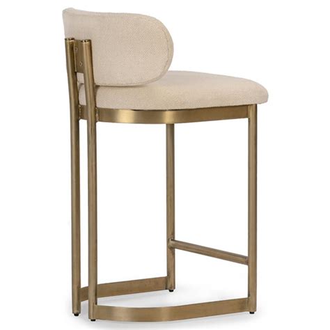 Freya Modern Classic White Upholstered Antique Brass Counter Stool