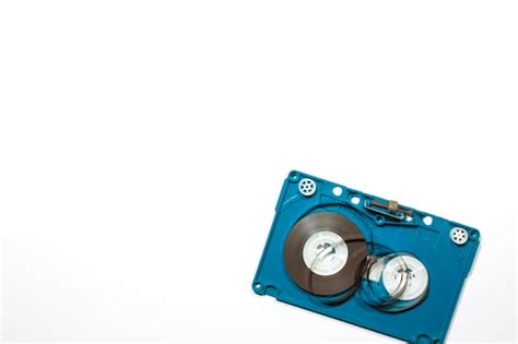 Premium Photo Blue Cassette Tape On White Background