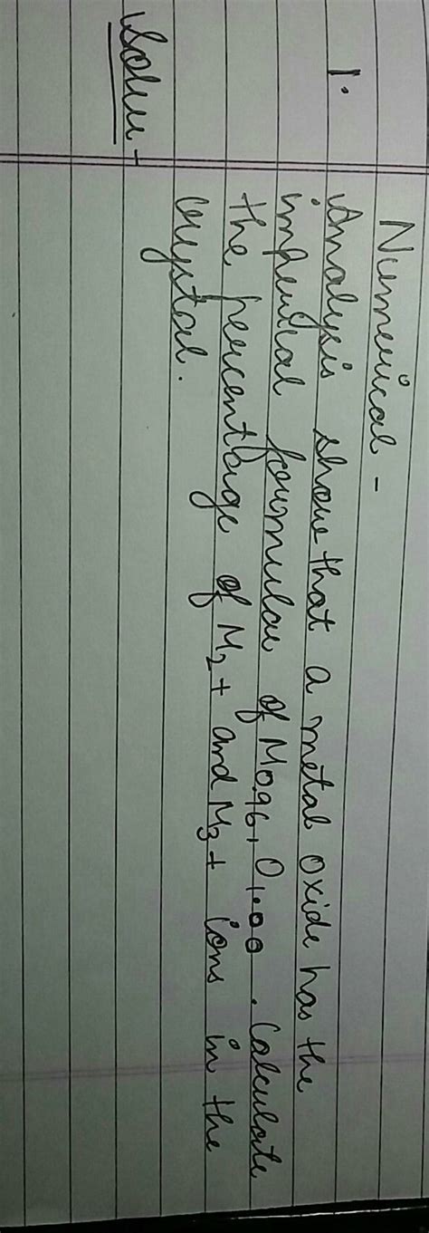 Numerical 1 Analysis Showe That A Metal Oxide Has The Mpeulal Formular