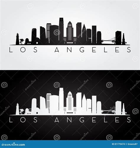 Los Angeles Skyline Silhouette Vector Illustration