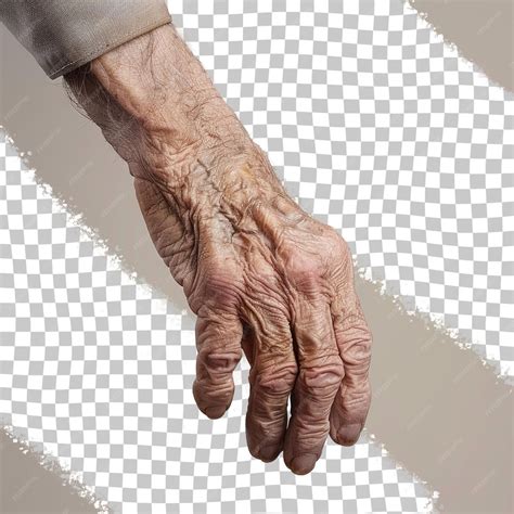 An Old Mans Hand Is Touching The Wall With A White Background Premium