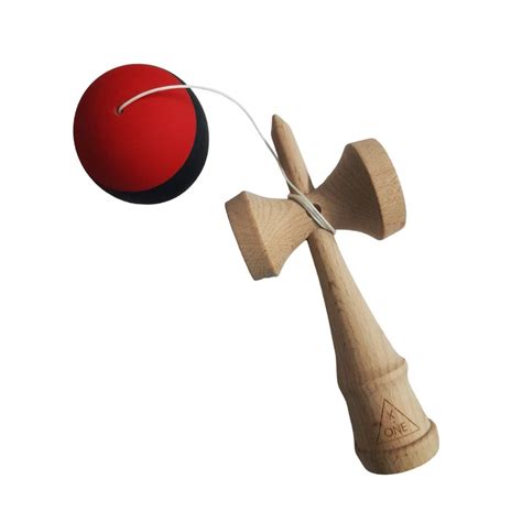 Kendama Profesionala Bila Din Lemn Cu Strat De Silicon Rosu Negru