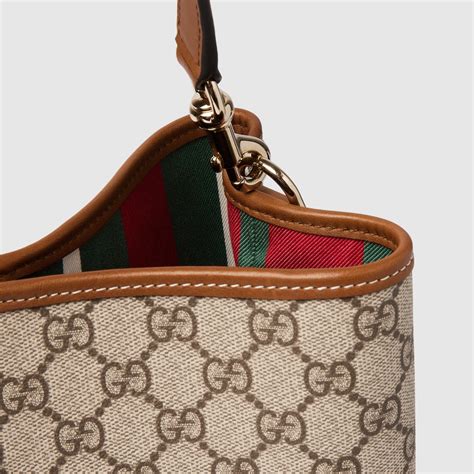 Gg Emblem Small Shoulder Bag In Beige And Dark Brown Fabric Gucci® Mx