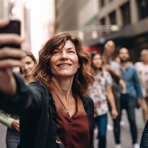 Premium Ai Image City Girl Happily Taking A Public Selfie