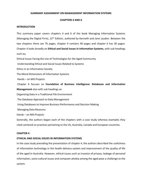Mis Summary Ethics Databases And Information Management