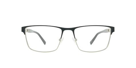 Glasses Direct ™ Ken Rectangle Matte Black And Shiny Silver Glasses For Men