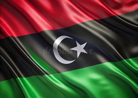 Dynamic 3d Render Of The Libyan Flag Detailed Fabric Texture Authentic