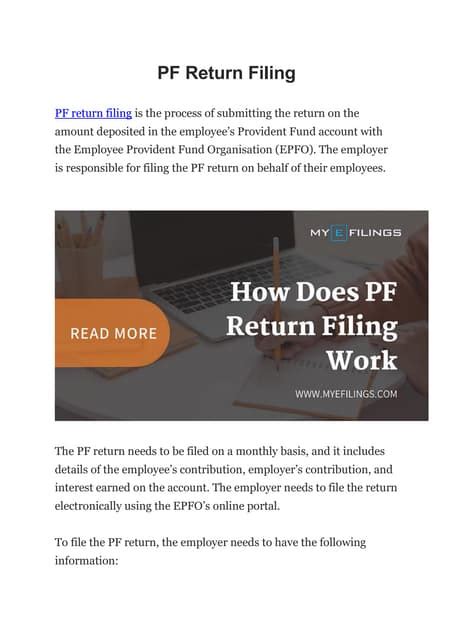 Understanding Pf Return Filing Requirements Ppt