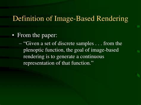 Ppt Plenoptic Modeling An Image Based Rendering System Powerpoint Presentation Id5688947