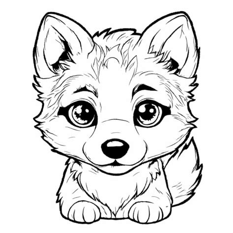 Download Cute Cartoon Fox Cub Coloring Pages Online Creative Fabrica