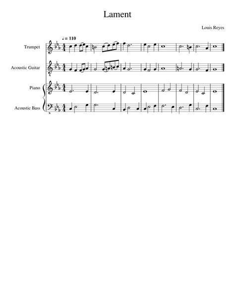 Lament Sheet Music For Piano Guitar Bass Trumpet Mixed Quartet