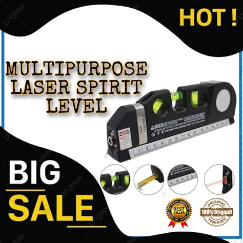 Multi Purpose Laser Spirit Level With Measure Tape Measuring Ruler