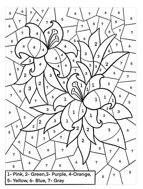 Difficult Color By Number Sheet Download Print Now