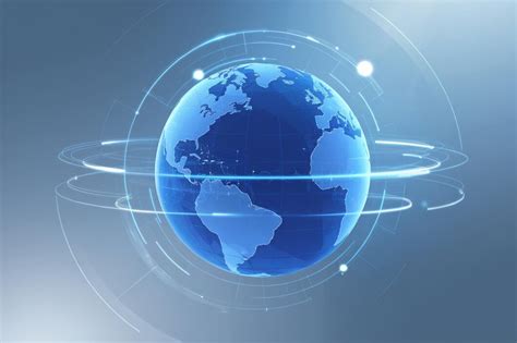 translucent earth encircled by digital lines symbolizing global