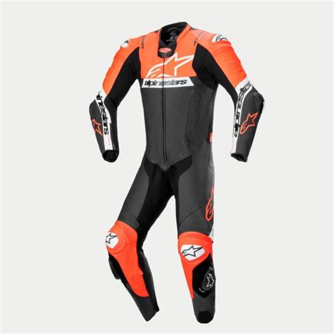 알파인스타즈 슈트 Missile V2 Ward 1pc Leather Suit Black Red Fluo White