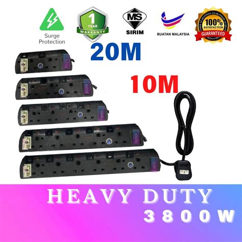 【3 Pin 】 Trailing Extension Power Strip Plug Holder Outlet Socket