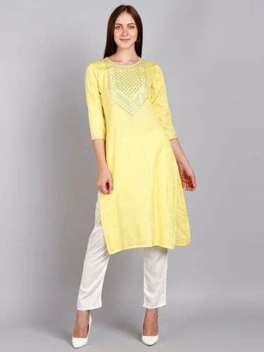 Sequin Embroidered Straight Kurta Yellow At Rs 59900 Embroidered