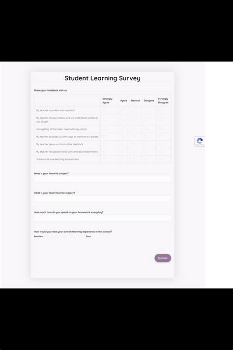 Student Learning Survey Template