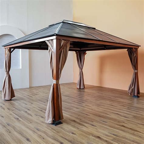 Buy Jasmy Gazebo With Curtains Blackbrown 36x46 M With 2 Year