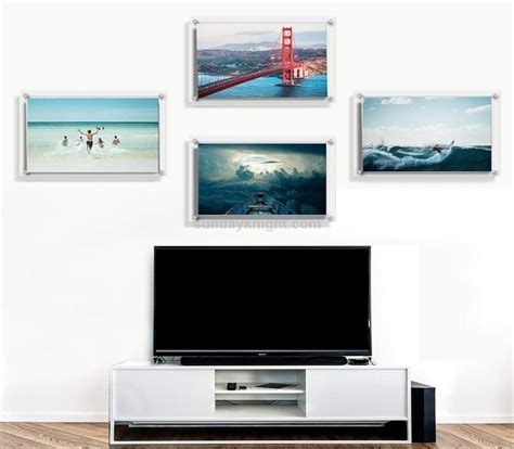 Wall Mounted Acrylic Photo Frames Plexiglass Poster Holder Floating