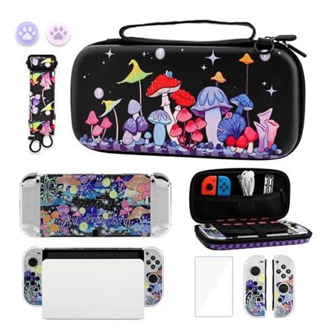 Colorful Mushroom Carrying Case For Nintendo Switch Oled Durable Travel