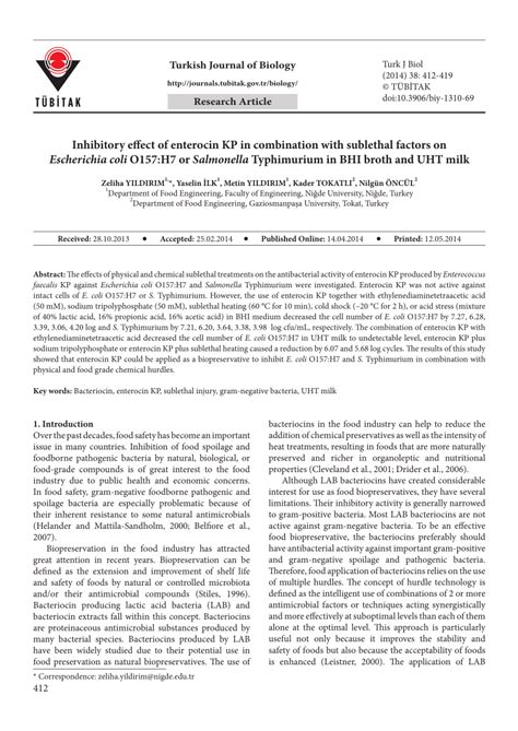 Pdf Inhibitory Effect Of Enterocin Kp In Combination With Sublethal