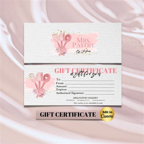 Custom Cake Bakery Editable T Certificate Template Modern Etsy Artofit