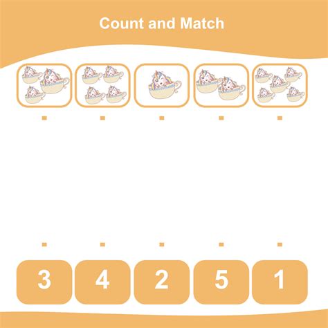 Mathematic Counting Worksheet Math Activity Count And Match Numbers With Pictures Educational