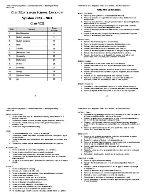 Class 8 Syllabus Pdf Thought Poetry