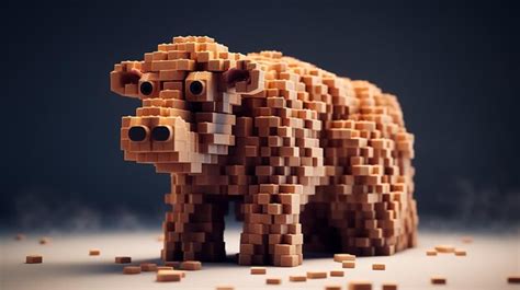 Premium Ai Image A Pixel Bear Made Of Squares Is Shown In This 3d Image