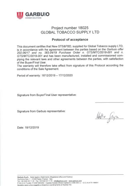 Protocol Of Acceptance Pdf