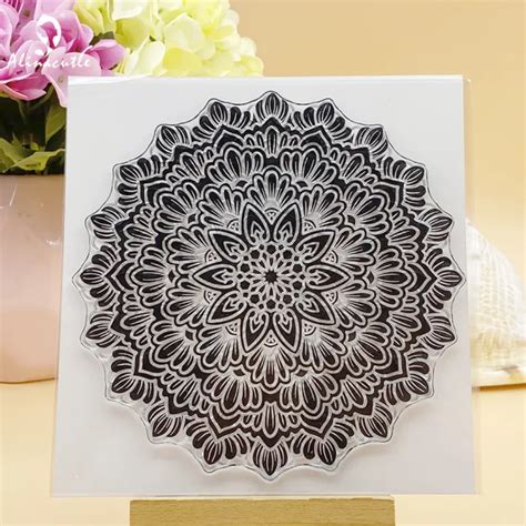 Alinacutle Clear Stamps Vintage Mandala Flower Background Scrapbooking