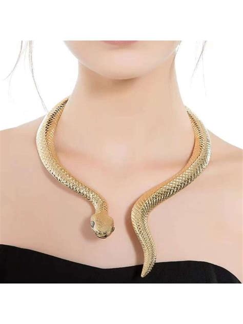 Collier À La Mode Serpent Design Ressort Col Exagéré Rétro Pour Femme