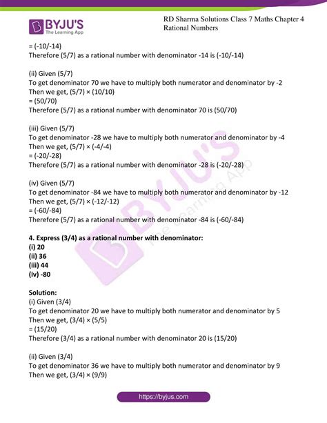 Rd Sharma Solutions For Class 7 Maths Chapter 4 Rational Numbers