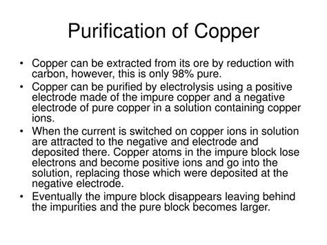 Purification Process Of Copper At Ronald Pearsall Blog