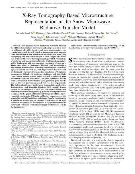 Pdf X Ray Tomography Based Microstructure Representation In The Snow Microwave Radiative
