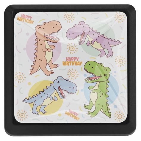 3 Pack Dinosaur Square Cabinet Door Knobs Decor For Cupboard Dressing Table With Screws Drawer