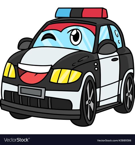 Police Car With Face Vehicle Cartoon Clipart Vector Image