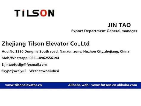 Tilson Elevator Welcome To Cooperation Full Capital Investment Whatsapp 0086 18962556194 E