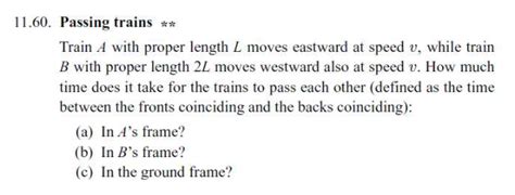 Solved 160 Passing Trains ∗∗ Train A With Proper Length L