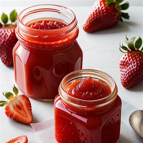Delicious Homemade Strawberry Jam In Jars Surrounded By Fresh Strawberries