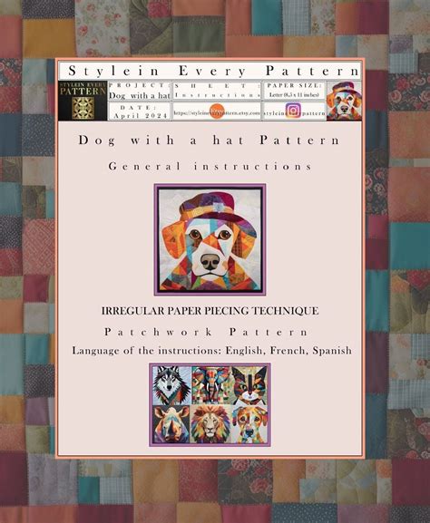 Dog Patchwork Pattern Dog Sewing Pattern Dog Patchwork Pattern With