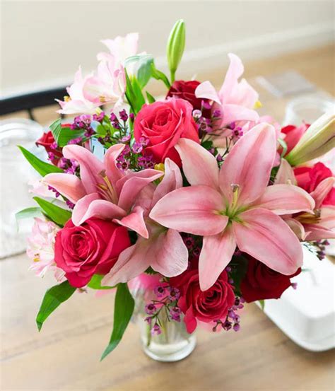 Rose And Lily Birthday Bouquet With Balloon Petal Republic