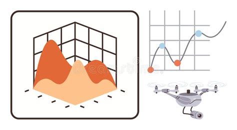 Drone Technology Analyzing 3d Terrain Mapping With Data Visualization Tools Stock Illustration