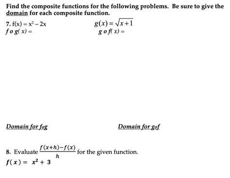 Solved Find The Composite Functions For The Following Chegg Com