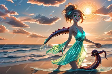 Premium Ai Image Cute Octopus Anime Manga Girl Illustration