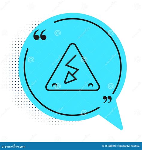 Black Line High Voltage Sign Icon Isolated On White Background Danger